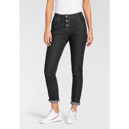 5-Pocket-Jeans Please Jeans, Damen, Gr. S (36), N-Gr, schwarz (schwarz, grau), Denim/Jeans, Obermaterial: 98% Baumwolle, 2% Elasthan, Abriebeffekte, figurbetont, Jeans 5-Pocket-Jeans, Sichtbare Knopfleiste