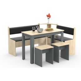 Essgruppe Vcm "Eckbankgruppe Sitzgruppe Esal Maxi", braun (anthrazit, honig, eiche), B:150cm T:153cm, Obermaterial: 100% Holz Wood., Sitzm&ouml;bel-Sets, Essgruppe