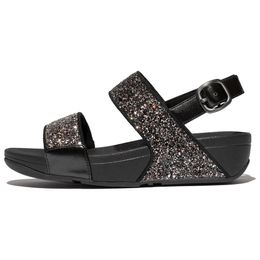 Sandale fitflop "LULU", Damen, Gr. 37, schwarz, Synthetik, Schuhe Sandale, Keilsandale, Sommerschuh mit Glitter