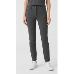 Stoffhose MAC "SLIM", Damen, Gr. 36, L&auml;nge 28, silber shadow melange, Jersey, Obermaterial: 63% Viskose, 33% Polyamid, 4% Elasthan, meliert, slim fit kn&ouml;chellang, Hosen Stoffhose, Sommerhose im Five-Pocket Style