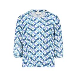 Klassische Bluse Cartoon "Blusenshirt mit Schn&uuml;rung", Damen, Gr. 42, bunt (blau, gr&uuml;n), Obermaterial: 100% Viskose CV., Blusen Klassische Bluse