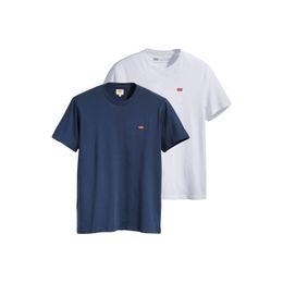 Levi's T-Shirt LEVI'S "T-Shirt Original Housemark Tee 2er Pack", Damen, Gr. S, bunt (wei&szlig;, blau), Obermaterial: 100% Baumwolle CO., Shirts T-Shirt