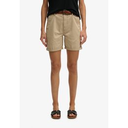 Shorts Superdry "CHINO SHORT", Damen, Gr. L, N-Gr, stonewash taupe braun, Web, Obermaterial: 97% Baumwolle, 3% Elasthan, unifarben, regular fit ca. Mitte Knie, Hosen Shorts
