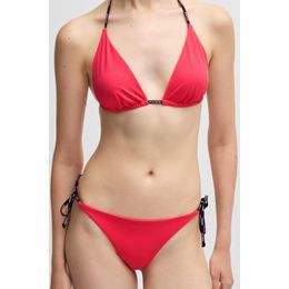 Bikini-Hose HUGO UNDERWEAR "PURE_SIDE TIE", Damen, Gr. L, N-Gr, rot (light, pastel rot 632), Microfaser, Obermaterial: 78% Polyamid, 22% Elasthan, unifarben, Badehosen Bikini-Hose, mit kontrastfarbenen Eins&auml;tzen