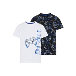 T-Shirt Kidsworld "2er Pack Shirts mit Gamer/Controller Print", Jungen, Gr. 92/98, wei&szlig;, gemustert, Single Jersey, Obermaterial: 100% Baumwolle, bedruckt, Basic, Rundhals, Shirts T-Shirt, Basic Passform, Rundhalsausschnitt, Allover-Druck, aus Baumwolle