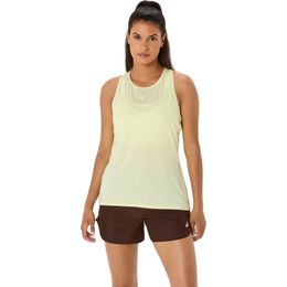 Lauftop asics "NAGINO RUN ADJUSTABLE TANK", Damen, Gr. XL (46/48), huddle gelb heather, Obermaterial: 78% Polyester, 20% Lyocell, 2% Elasthan, Tops Lauftop, gerade geschnitten, leichtes Material, weiches Gewebe