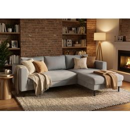 Ecksofa Trendmanufaktur "Amazing II, wahlw. mit Schlaffunktion & Bettkasten, Fu&szlig; schwarz", schlamm, B:232cm H:81cm T:161cm, Sofas, Ecksofa, Recamiere beidseitig montierbar, L-Form,in Cord o. Struktur, B: 232 cm