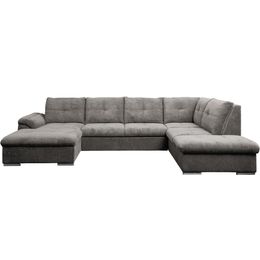 Wohnlandschaft WERK2 "Arena, B/T: 339/220 cm breit, moderner, einladender Sitzkomfort", anthrazit, B:339cm H:97cm T:220cm, 100% Polyester, Sofas, Wohnlandschaft, mit Schlaffunktion und Bettkasten, U-Form