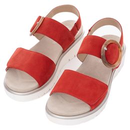 Sandale Ara "BILBAO", Damen, Gr. 42, rot, Ziegenveloursleder, unifarben, Schuhe Sandale, Keilsandale, Plateausandale mit Klettverschl&uuml;ssen, G-Weite