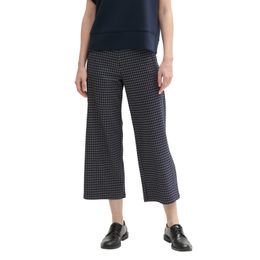 Culotte Tom Tailor, Damen, Gr. 38, L&auml;nge 28, blau (navy grau check design), Jersey, Obermaterial: 52% Viskose, 46% Polyester, 2% Elasthan, kariert, regular fit kn&ouml;chelfrei, Hosen Culotte, Sommerhose mit Karo Muster