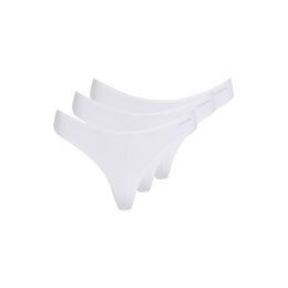 Tanga "3 PACK THONG (LOW-RISE)", Damen, Gr. XXL (46), 3 Stk., wei&szlig; (wei&szlig;, wei&szlig;, wei&szlig;), Jersey, Obermaterial: 95% Baumwolle, 5% Elasthan, Calvin Klein Underwear, unifarben, k&ouml;rpernah, Unterhosen Tanga, mit Markenlabel