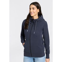 Kapuzensweatjacke Ragwear "NESKIA ZIP B O", Damen, Gr. XXL, navy, Sweatware, Obermaterial: 95% Baumwolle, 5% Elasthan, unifarben, h&uuml;ftlang, Rundhals, Rippb&uuml;ndchen, Sweatjacken Kapuzensweatjacke, mit hochgeschnittener Kapuze mit Kordel