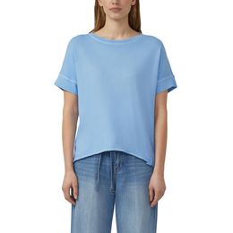 T-Shirt s.Oliver, Damen, Gr. 36, blau, Web, Obermaterial: 100% Baumwolle, unifarben, relaxed fit normal, Rundhals, B&uuml;ndchen, Shirts T-Shirt, mit offenem Saum