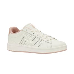 Sneaker K-Swiss "COURT BASE II", Damen, Gr. 41, wei&szlig; (snow wei&szlig;, crystal gray, rose dust), Leder, Schuhe Sneaker