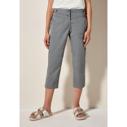 Caprihose Cecil "Style New York", Damen, Gr. 28, N-Gr, grau (obelisk grau), Web, Obermaterial: 98% Baumwolle, 2% Elasthan, unifarben, normal kniebedeckend, Hosen Caprihose, Sommerhose mit Knopfdetails am Bund