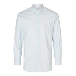 Langarmhemd Selected "SLHSLIMSOHO-DETAIL SHIRT LS NOOS", Herren, Gr. M, N-Gr, blau (hellblau), Web, Obermaterial: 100% Baumwolle, bedruckt, Hemden Langarmhemd