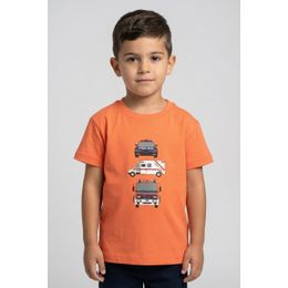 T-Shirt Blue Seven, Jungen, Gr. 116, flamingo, Single Jersey, Obermaterial: 100% Baumwolle, bedruckt, unifarben, Basic normal, Rundhals, Shirts T-Shirt, Basic Passform, ohne Verschluss, unifarben oder mit Druck