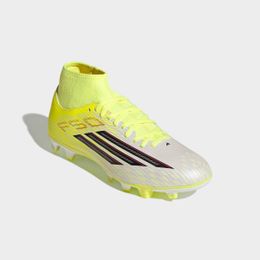 Fu&szlig;ballschuh adidas Performance "F50 CLUB MID-CUT FG/MG", Gr. 44,5, team solar gelb 2, core schwarz, lucid rot, Synthetik, Textil, Schuhe Fu&szlig;ballschuh, f&uuml;r viele verschiedene B&ouml;den geeignet