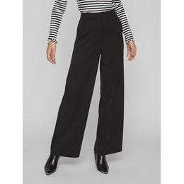 Anzughose Vila "VIVARONE HW WIDE PANT - NOOS", Damen, Gr. 36 (S), N-Gr, schwarz, Milano Rib, Obermaterial: 69% Polyester, 29% Viskose, 2% Elasthan, unifarben, relaxed fit kn&ouml;chellang, Hosen Anzughose, Materialmix, slim fit