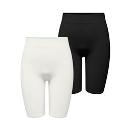 Radlerhose Only "ONLVICKY SEAMLESS MIDI SHORTS 2-PACK ACC", Damen, Gr. XS, N-Gr, schwarz pack:schwarz, cloud dancer, Jersey, Obermaterial: 94% Polyamid, 6% Elasthan, unifarben, figurbetont kniefrei, Hosen Radlerhose