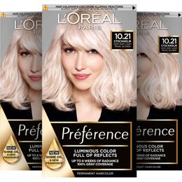 L'Or&eacute;al Coloration L'OR&Eacute;AL PARIS "PR&Eacute;F&Eacute;RENCE HAARFARBE", beige (10.21, stockholm platinperlmuttblond), Colorationen, Damen, Coloration, dauerhafte Haarcoloration mit 100% Grauabdeckung