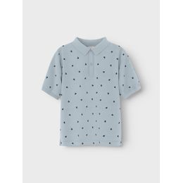 Poloshirt name it "NKMVOLO SS NREG POLO", Jungen, Gr. 158 (164), blau (celestial blauaop:boats), Jersey, Obermaterial: 95% Baumwolle, 5% Elasthan, bedruckt, Shirts Poloshirt