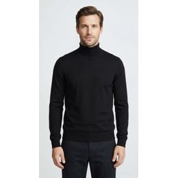 Rollkragenpullover OLYMP "OLYMP Strick Casual", Herren, Gr. XL, schwarz, Strick, Obermaterial: 100% Schurwolle, regular fit, Strickb&uuml;ndchen, Pullover Rollkragenpullover