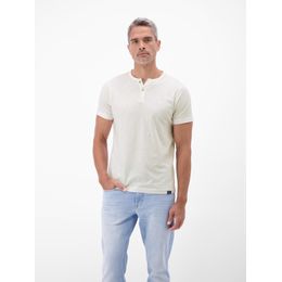 Kurzarmshirt Lerros, Herren, Gr. S, broken wei&szlig;, Single Jersey, Obermaterial: 100% Baumwolle, bestickt, unifarben, normal h&uuml;ftbedeckend, Rundhals, Shirts Kurzarmshirt, mit Serafino-Kragen