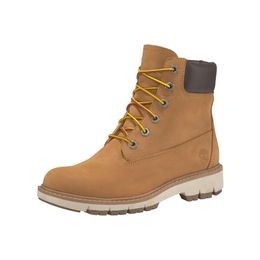 Schn&uuml;rboots Timberland "Lucia Way 6 Inch Waterproof Boot", Damen, Gr. 38, gelb (wheat), Leder, Schuhe Schn&uuml;rboots, Winterstiefel, Schn&uuml;rstiefel, Winterschuhe, wasserdicht