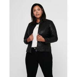 Lederimitatjacke Only CARMAKOMA "CARROBBER FAUX LEATHER JACKET NOOS", Damen, Gr. 48, schwarz, Web, Obermaterial: 100% Viskose, unifarben, Jacken Lederimitatjacke