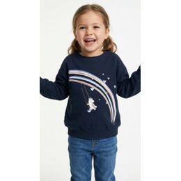 Sweatshirt name it "NMFVALONA LS LONG RLX SWEAT BRU", M&auml;dchen, Gr. 98, navy blazer print:unicorn rainbow, Sweatware, Obermaterial: 100% Baumwolle, bedruckt, relaxed fit normal, Rundhals, Rippb&uuml;ndchen, Sweatshirts Sweatshirt