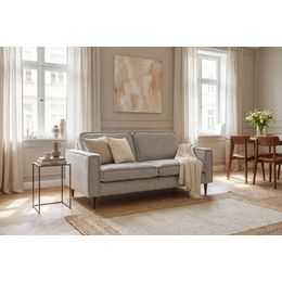 2-Sitzer Home Affaire "Pinto Skandi, 166 cm, Chenille, Struktur", silber grau, B:168cm H:89cm T:97cm, 100% Polyester, Sofas, 2-Sitzer, mit Keder, Massivholzf&uuml;&szlig;e Eiche ger&auml;uchert, Wellenunterfederung