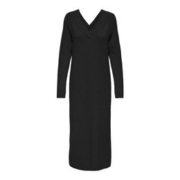 Strickkleid Only "ONLJEANETT LIFE LS V-NECK DRESS CC KNT", Damen, Gr. L (40), N-Gr, schwarz, Strick, Obermaterial: 88% Polyester, 6% Elasthan, 6% Nylon, unifarben, V-Ausschnitt, Kleider Strickkleid