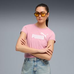 T-Shirt Puma "ESS NO. 1 LOGO TEE (S)", Damen, Gr. L, rosa (poised pink), Jersey, Obermaterial: 100% Baumwolle, bedruckt, regular fit normal, Rundhals, Shirts T-Shirt, Regular Fit, Kurzarm, Rundhalsausschnitt