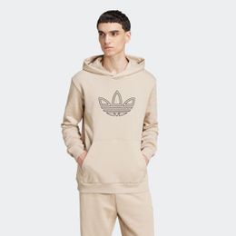 Kapuzensweatshirt adidas originals "OUTLINE TREFOIL HOODIE", Herren, Gr. L, beige (wonder beige), Obermaterial: 100% Baumwolle, normal, Rundhals, angesetztes B&uuml;ndchen, Sweatshirts Kapuzensweatshirt