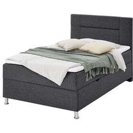 Boxbett Home Affaire "Escalon mit Bettkasten, inkl. Topper", anthrazit, B:122cm L:209cm, Stoffbezug Nordic (100% Polyester), Komplettbetten, Boxbett, erh&auml;ltlich in der Breite 120x200cm