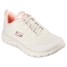 Sneaker Skechers "TRACK-NEW STAPLE", Damen, Gr. 35, beige (natur, rosa), Lederimitat, Textil, Schuhe Sneaker, Fitnesssneaker, Freizeitschuh mit Skechers Memory Foam
