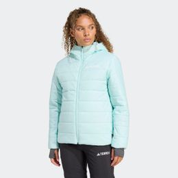 Steppjacke adidas terrex "MULTI ESSENTIALS CLIMAWARM ISOLIERTE", Damen, Gr. L, blau (semi flash aqua), Obermaterial: 100% Polyamid, Jacken Steppjacke, w&auml;rmend durch Climawarm Technologie, mit Kapuze