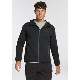 Softshelljacke Jack Wolfskin "RIVENTAL", Herren, Gr. XXL, schwarz (schwarz, grau), Softshell, Obermaterial: 91% Polyamid, 9% Elasthan. Futter: 100% Polyester, hoch geschlossener Ausschnitt, eingefasste Kante, Jacken Softshelljacke, &Uuml;bergangsjacke