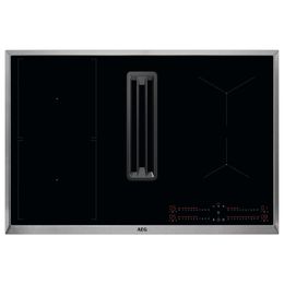 AEG Kochfeld mit Dunstabzug "COLI84COXB", Energieeffizienz: A+, schwarz, B:76,6cm H:21,2cm T:51,6cm, Kochfelder, Mit integr. Dunstabzug, Booster, Bridge, Timer,Umluft, Made in Germany, Kochfeld mit Dunstabzug