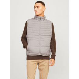 Jack & Jones Steppweste JACK & JONES "JJESTATE Praktische Weste mit Beutel, ideal f&uuml;r unterwegs", Herren, Gr. M, beige (atmosphere), Web, Obermaterial: 100% Polyester, unifarben, normal h&uuml;ftlang, Westen Steppweste, unifarben, modisch, regular fit, Polyester