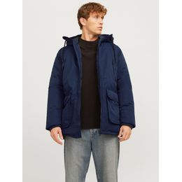 Jack & Jones Parka JACK & JONES "JJCONSTRUCT PARKA", Herren, Gr. S, blau (navy blazer), Web, Obermaterial: 100% Polyester, unifarben, normal, Rippb&uuml;ndchen, Jacken Parka