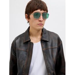Jack & Jones Sonnenbrille JACK & JONES "JACRYDER SUNGLASSES NOOS", Herren, silber (silber detail:j, 8028, 00), unifarben, Sonnenbrillen Sonnenbrille
