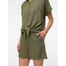 V&eacute;ro Moda Shorts VERO MODA "VMTHEA MW SHORTS WVN NOOS", Damen, Gr. S (36), N-Gr, gr&uuml;n (deep lichen gr&uuml;n), Web, Obermaterial: 70% Viskose, 30% Leinen, unifarben, Hosen Shorts