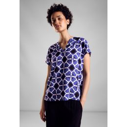 Blusentop Street One, Damen, Gr. 36, blau (violet blau), Web, Obermaterial: 100% Viskose, bedruckt, regular fit taillenbedeckt, Rundhals, Blusen Blusentop, mit All-Over Print