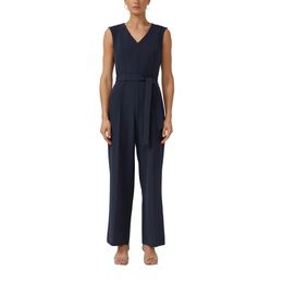 Overall s.Oliver BLACK LABEL, Damen, Gr. 38, N-Gr, navy, Web, Obermaterial: 93% Polyester, 7% Elasthan, unifarben, figurbetont normal, Overalls Overall, mit V-Ausschnitt, mit G&uuml;rtel