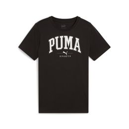 T-Shirt Puma "SQUAD BIG GRAPHIC TEE B", Jungen, Gr. 140, schwarz (Puma schwarz), Jersey, Obermaterial: 100% Baumwolle, bedruckt, regular fit normal, Rundhals, Shirts T-Shirt, Regular Fit, f&uuml;r Jugendliche, Rundhalsausschnitt, aus Baumwolle