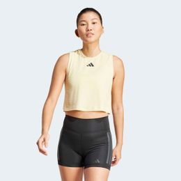 Tanktop adidas Performance "BOXY TANK 3S", Damen, Gr. XL, gelb (powder gelb), Obermaterial: 81% Polyester, 14% Lyocell, 5% Elasthan, Rundhals, Tops Tanktop