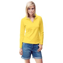 Poloshirt Heine "Poloshirt", Damen, Gr. 38, gelb, 95% Baumwolle, 5% Elasthan, unifarben, Shirts Poloshirt