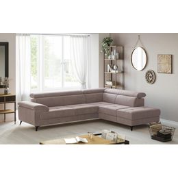 Ecksofa COTTA "Astra L-Form, B: 286 cm", cacao, B:286cm T:236cm, 95% Polyester (PES) 5%Polyamid (PA), Sofas, Ecksofa, mit Kopfteilverstellung, optional Bettfunktion & Bettkasten